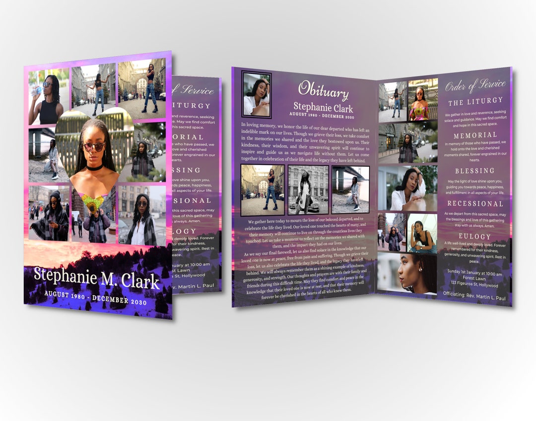 Heartfelt 4-page Funeral Program Template | Customizable Canva Design ...