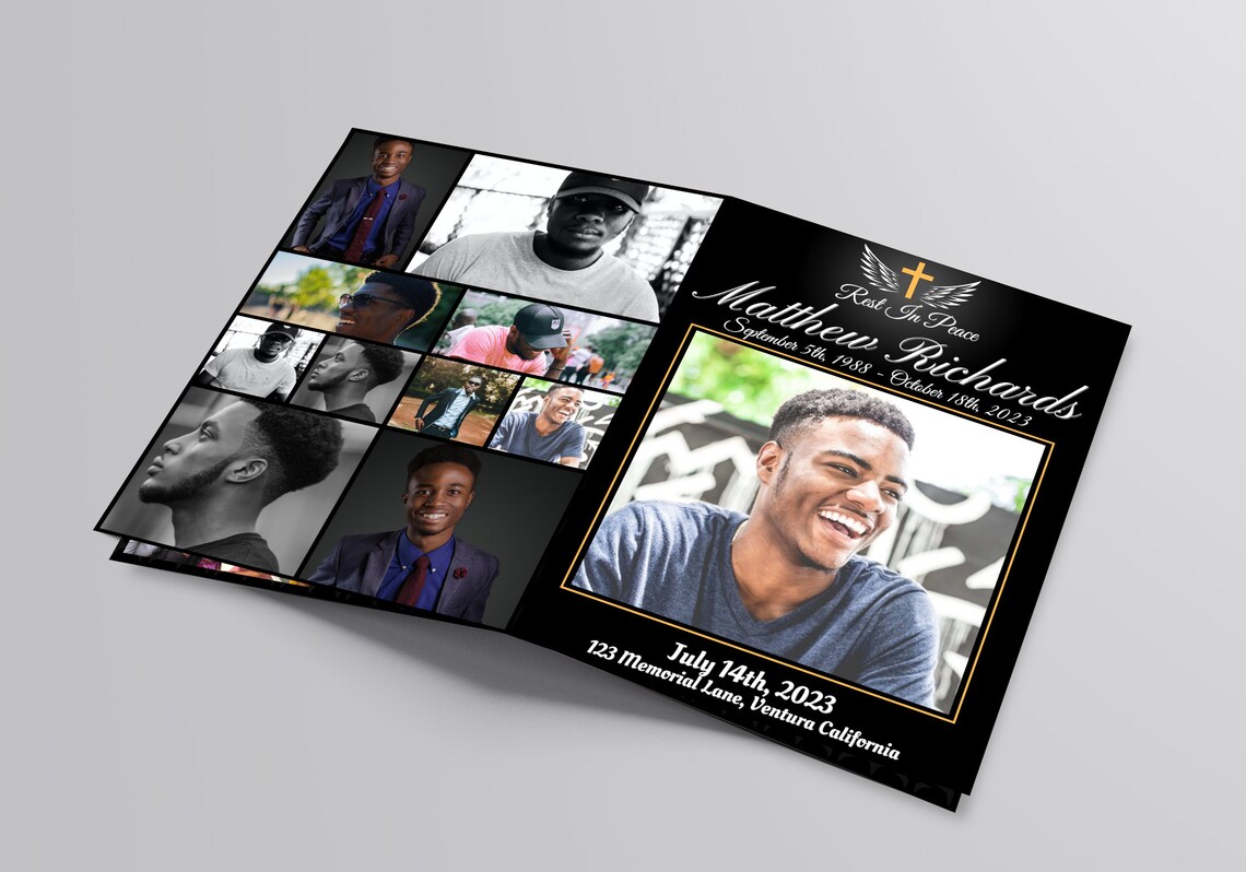 8 Page Funeral Bi-fold Brochure Template for Memorial Services - Self ...