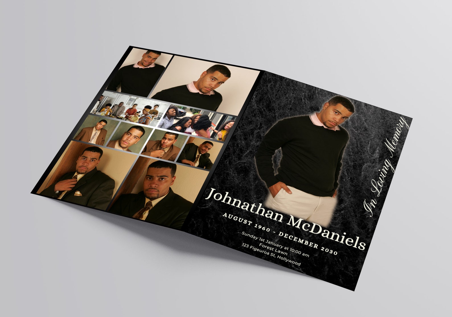 Funeral Program Bi-fold Brochure 4 Pages - Elegant Custom Design ...