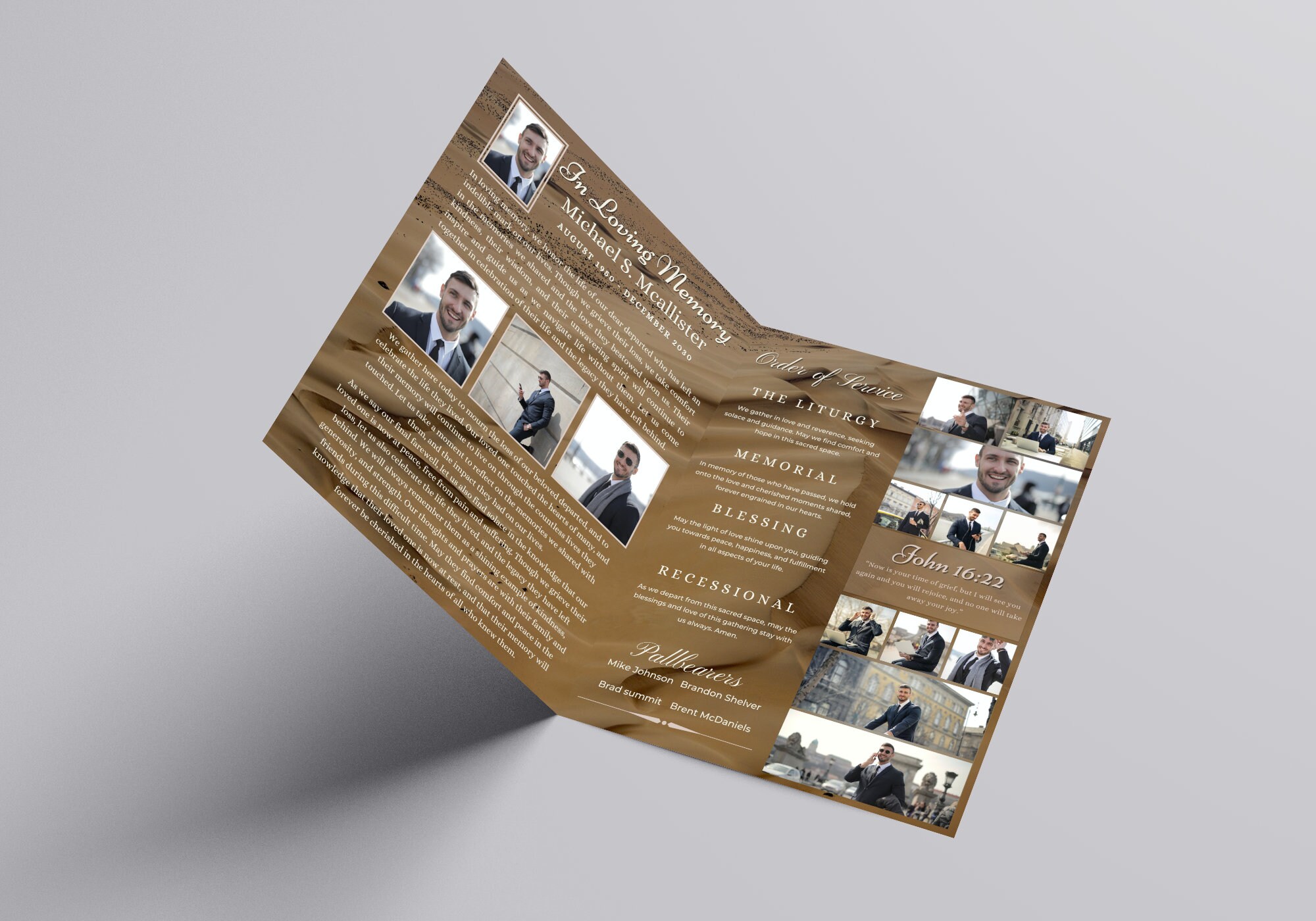 Personalized Funeral Program Template | Editable | Canva Compatible ...