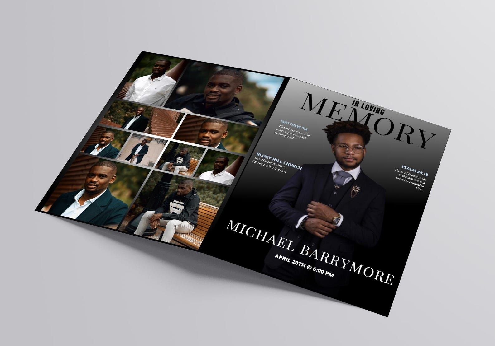 Magazine Style Funeral Program Template | 4 Page Booklet | Obituary and ...