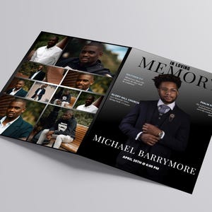 Magazine Style Funeral Program Template | 4 Page Booklet | Obituary and ...
