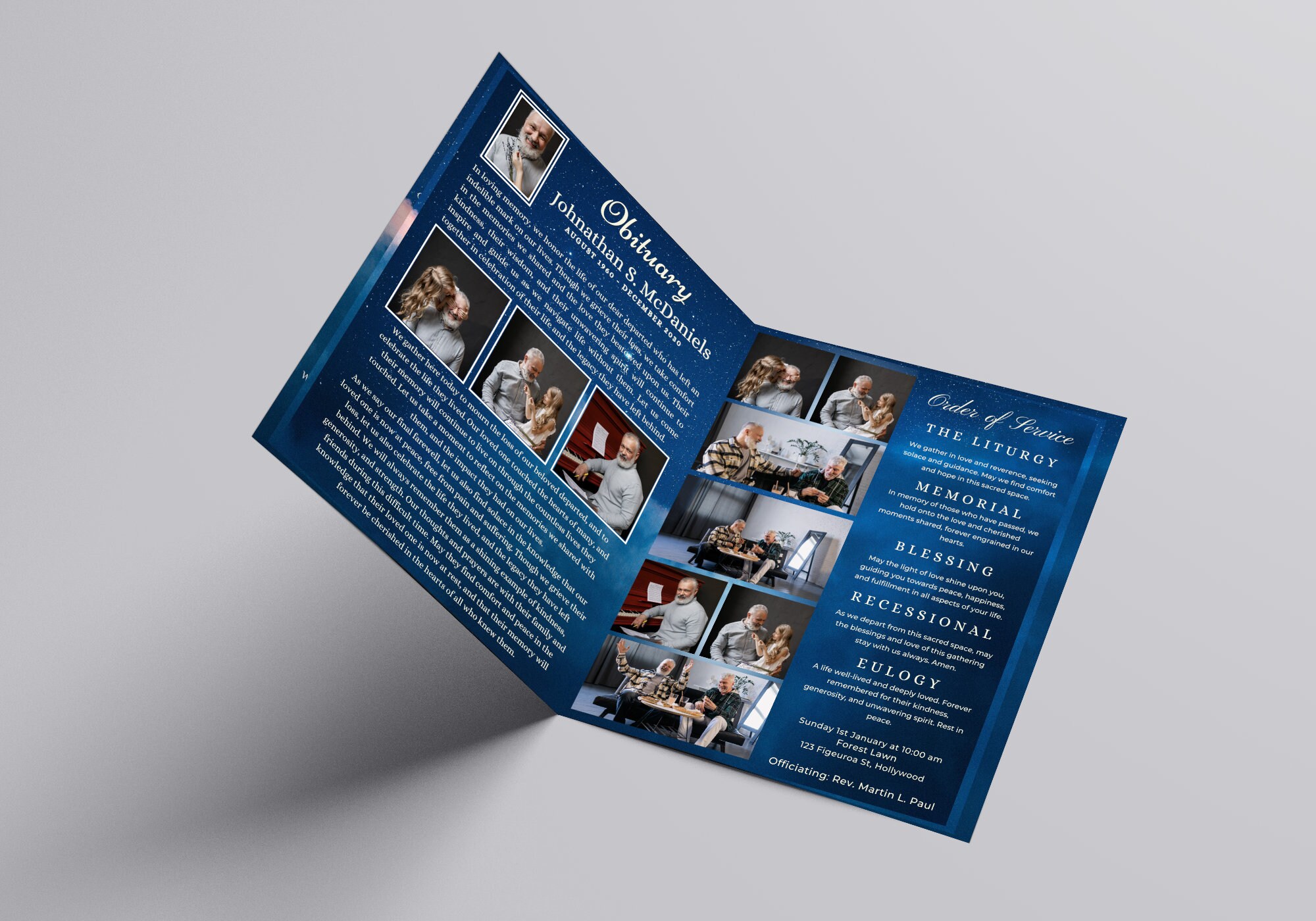 12 Page Funeral Program Booklet | Self Editable Template Using Canva ...