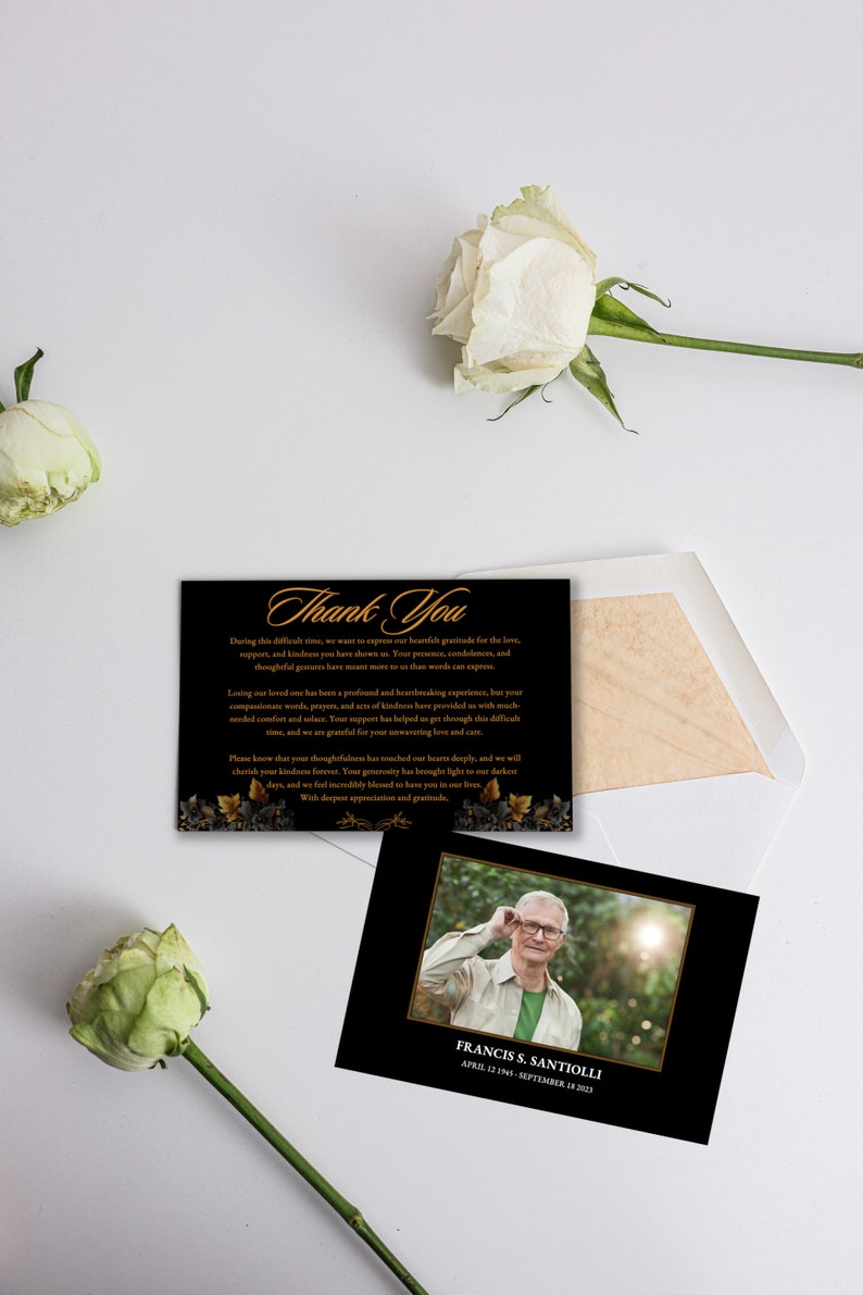 Editable Funeral Thank You Card Template -double Sided Printable ...