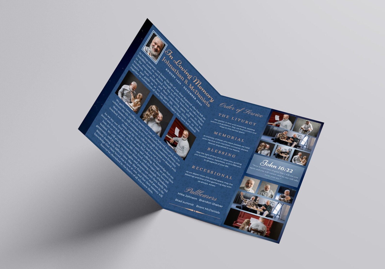 Obituary Funeral Program Template - Night Sky Template Design - Self ...