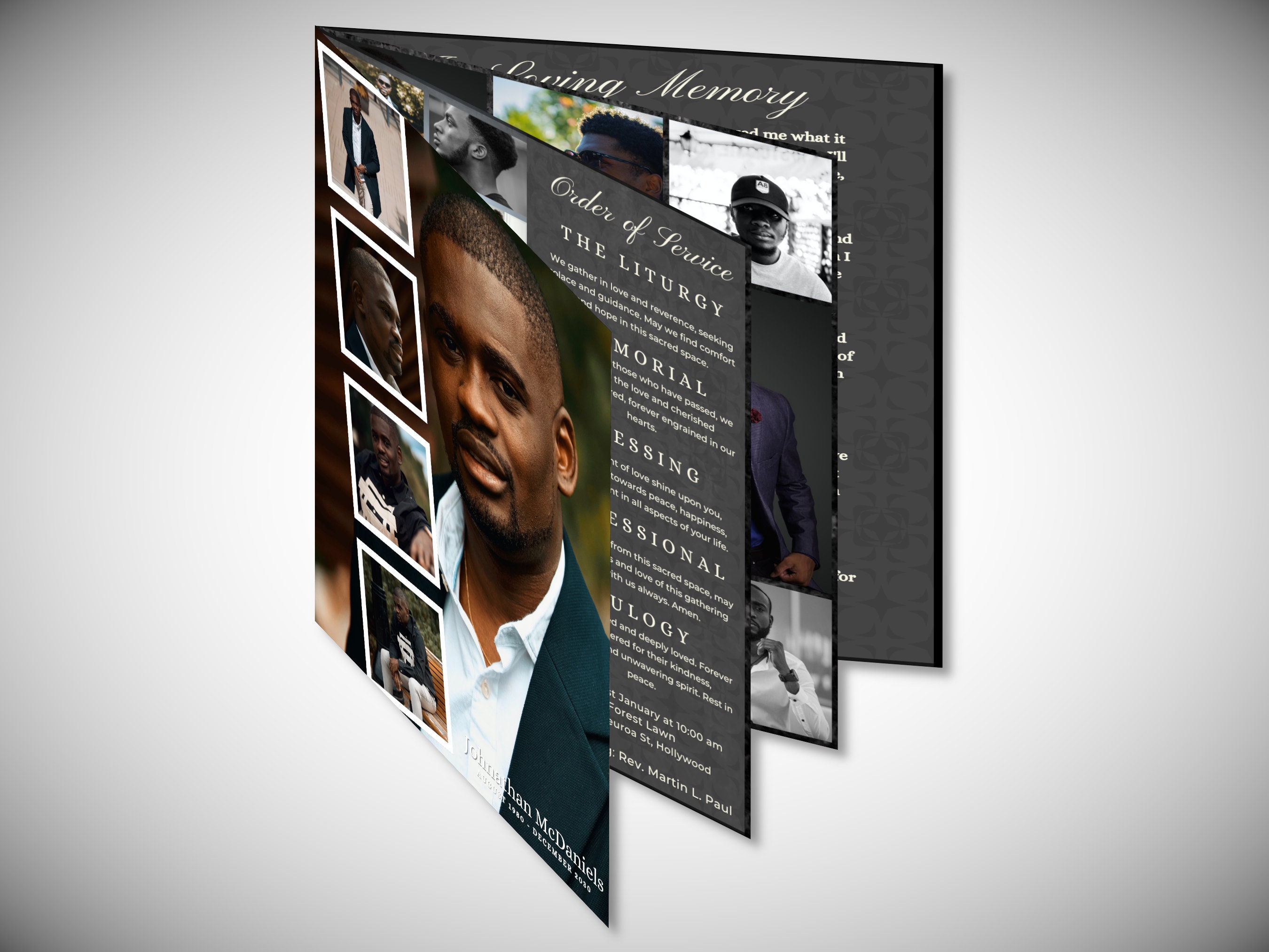 8 Page Funeral Obituary Booklet | Includes Photo Gallery and Order of ...