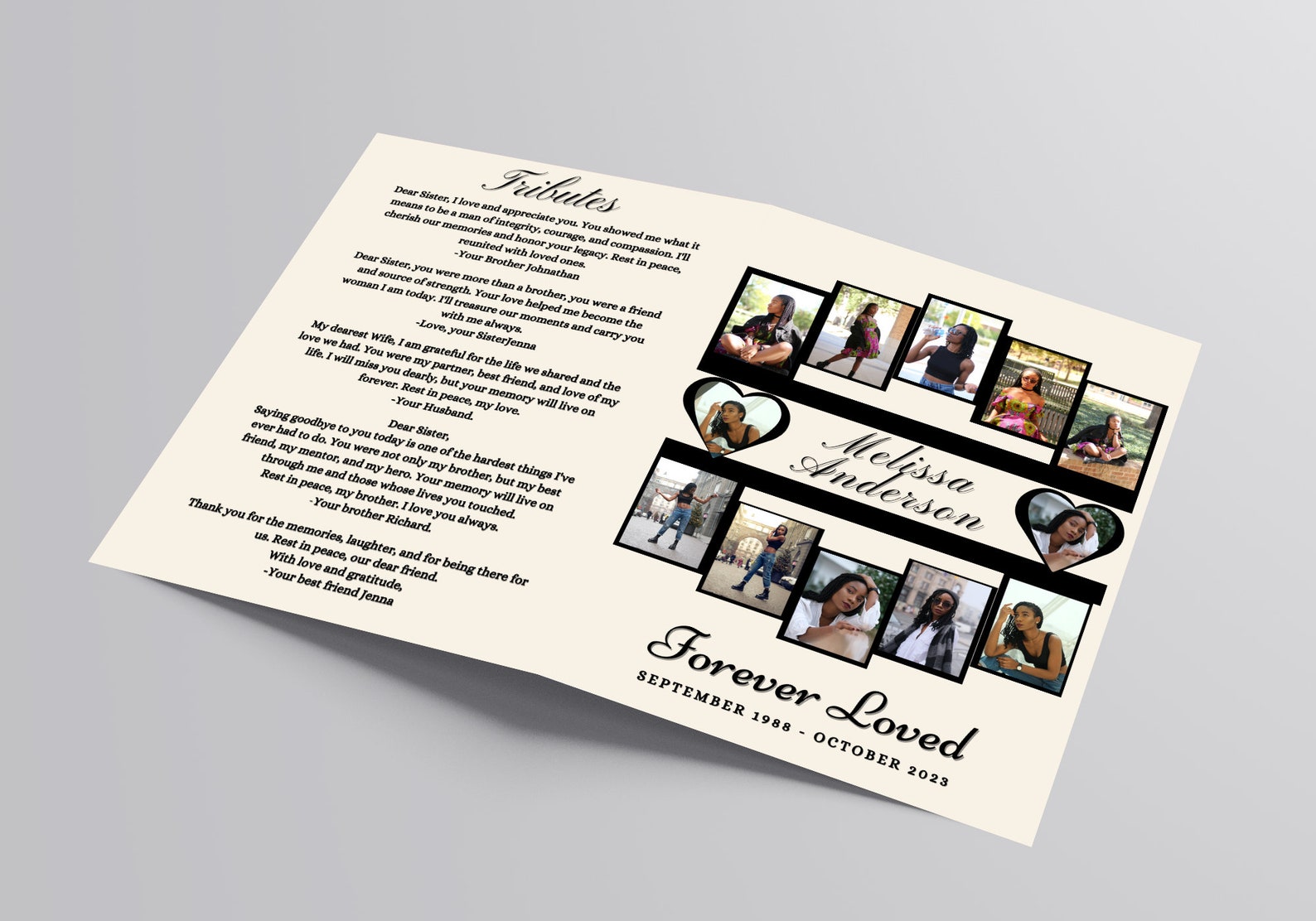 Editable Funeral Program Template | 4 Pages | Heartwarming Photo ...