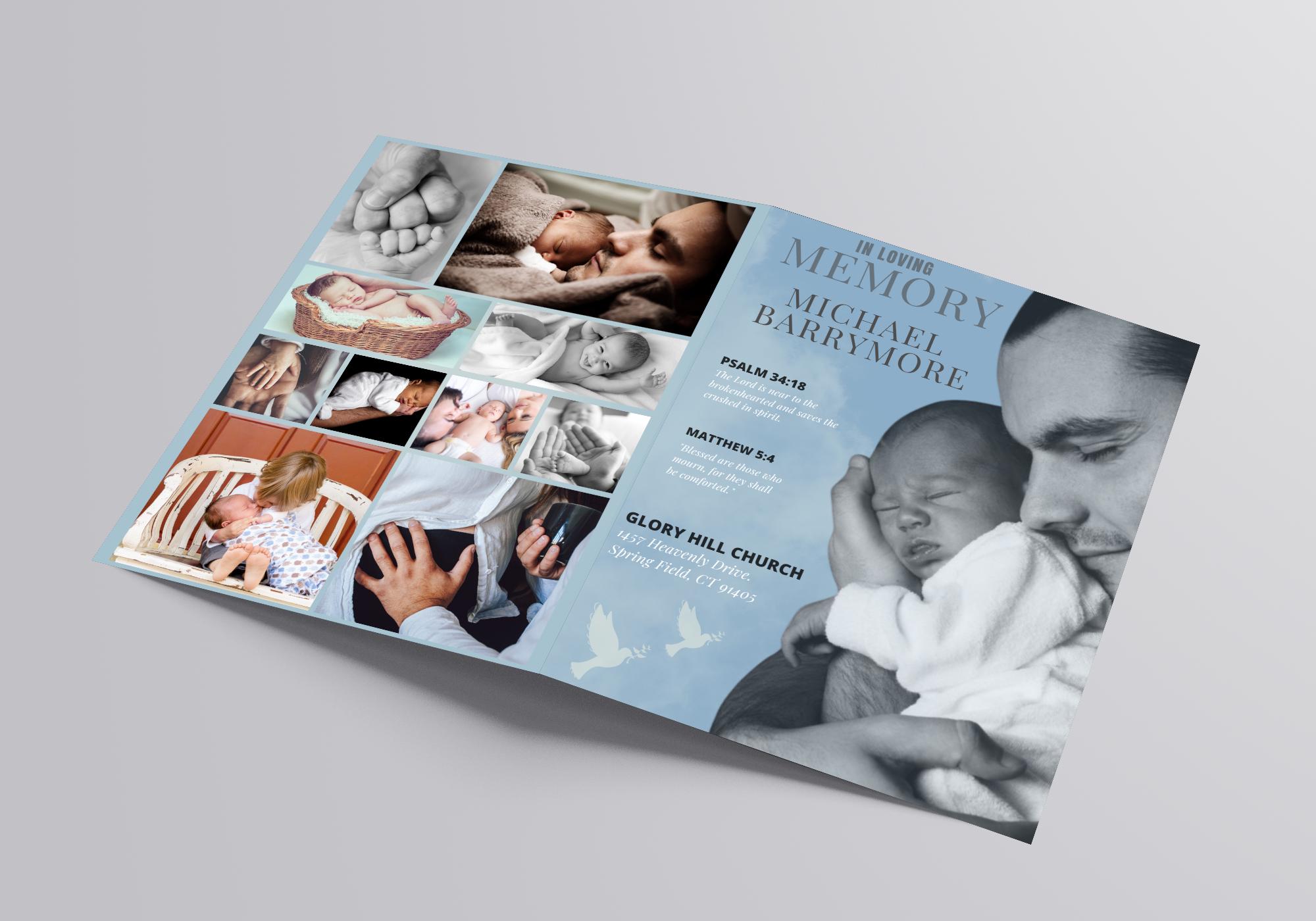 Baby Boy Funeral Program Template | 4 Page Booklet | Photo Gallery ...