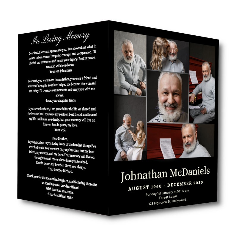 Editable Funeral Program Brochure Template | 4 Pages | Canva Compatible ...