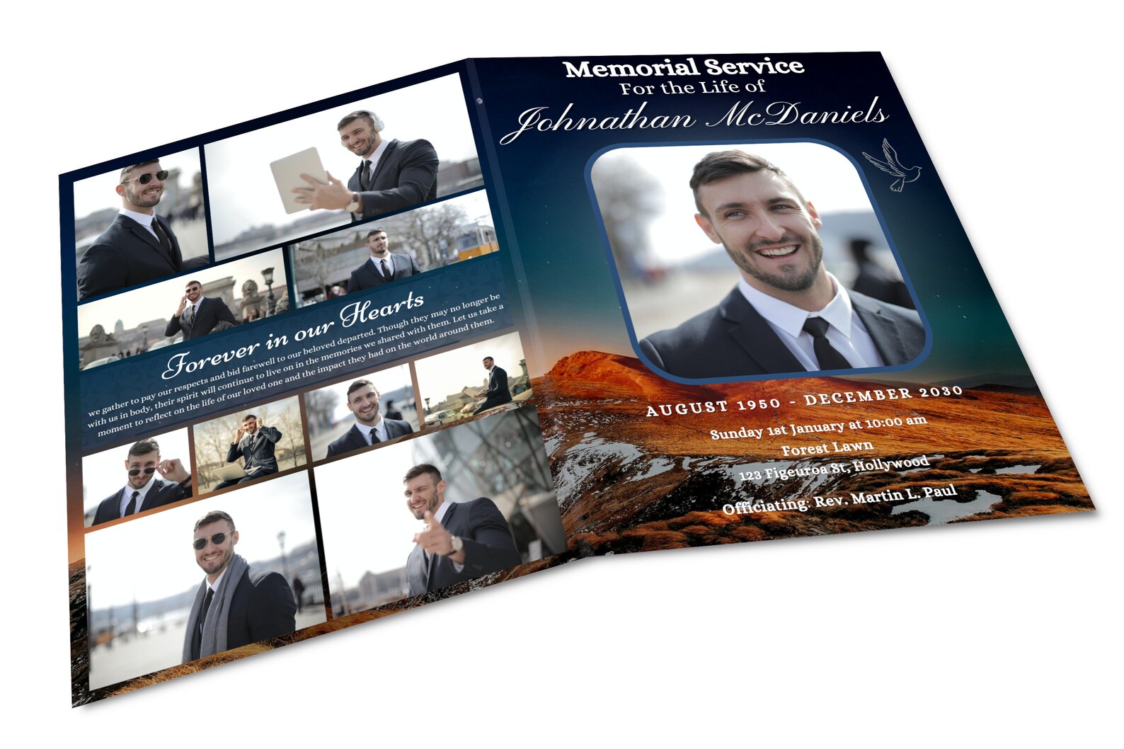 Editable Funeral Program Template | Customizable Memorial Brochure ...