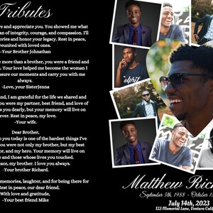 Editable Funeral Program Template | 4 Pages | Obituary & Order of ...