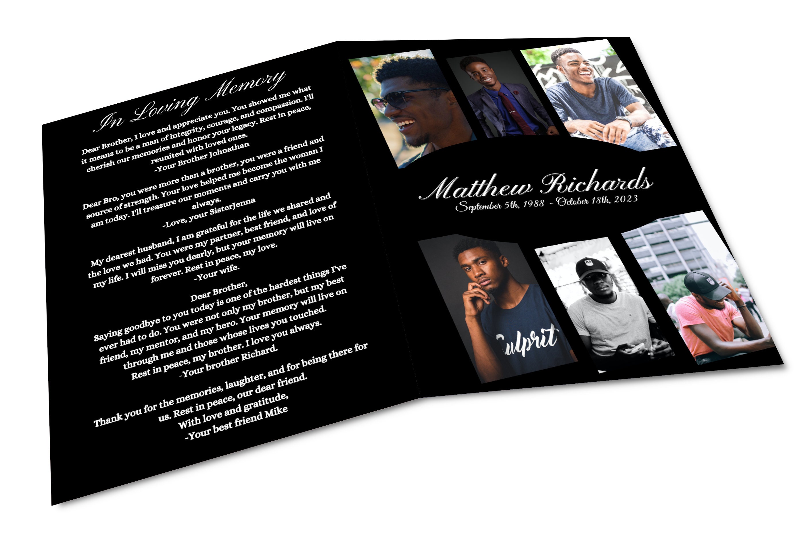 Funeral Program Template | Instant Download - Self Edit Online With ...