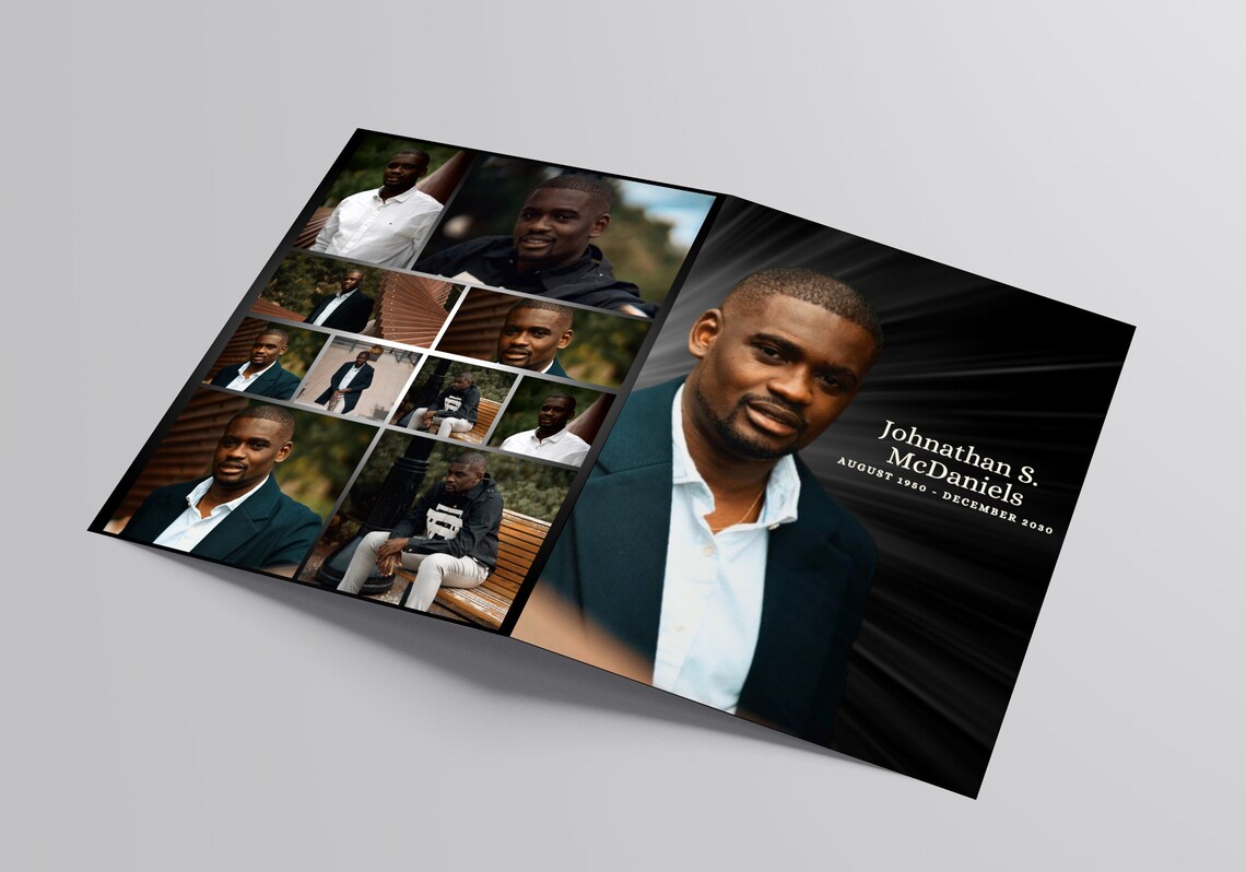 Funeral Program Template | 4 Page Booklet Elegant Design | Fully Self ...