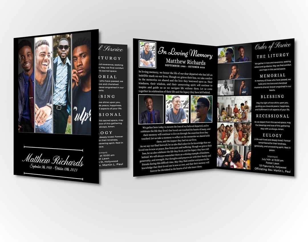 Funeral Program Template Brochure | Modern Design | Fully Self Edit ...