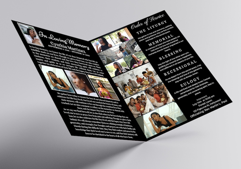 Editable Funeral Program Template | 4 Page Booklet | Large Photo ...