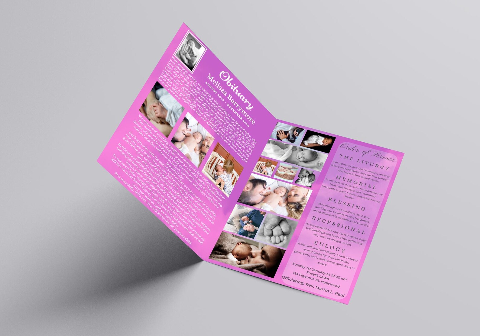 Baby Girl Funeral Program Booklet Template | Edit Using Canva Instantly ...