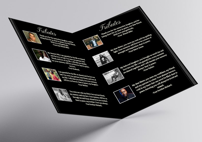 12 Page Funeral Program Booklet Template | Photo Collage Tributes and ...