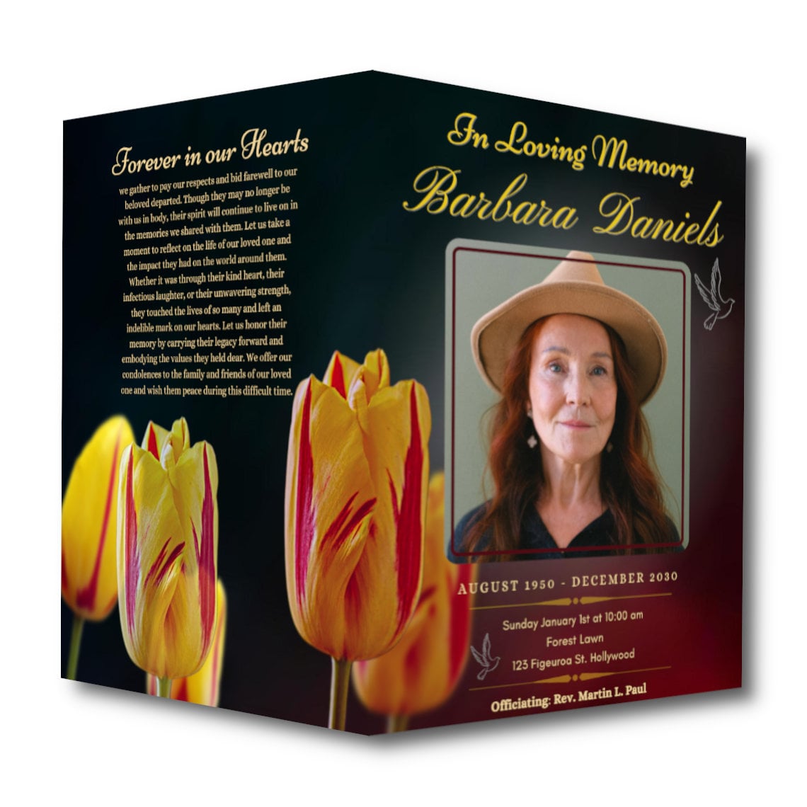 Funeral Program Bi-fold Brochure Flower Template Design Self - Etsy