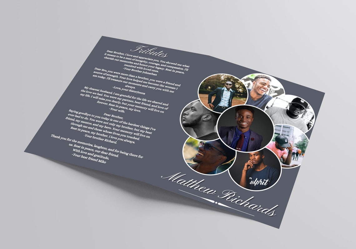 Funeral Program Brochure Template | Fully Self Customizable | Instant ...