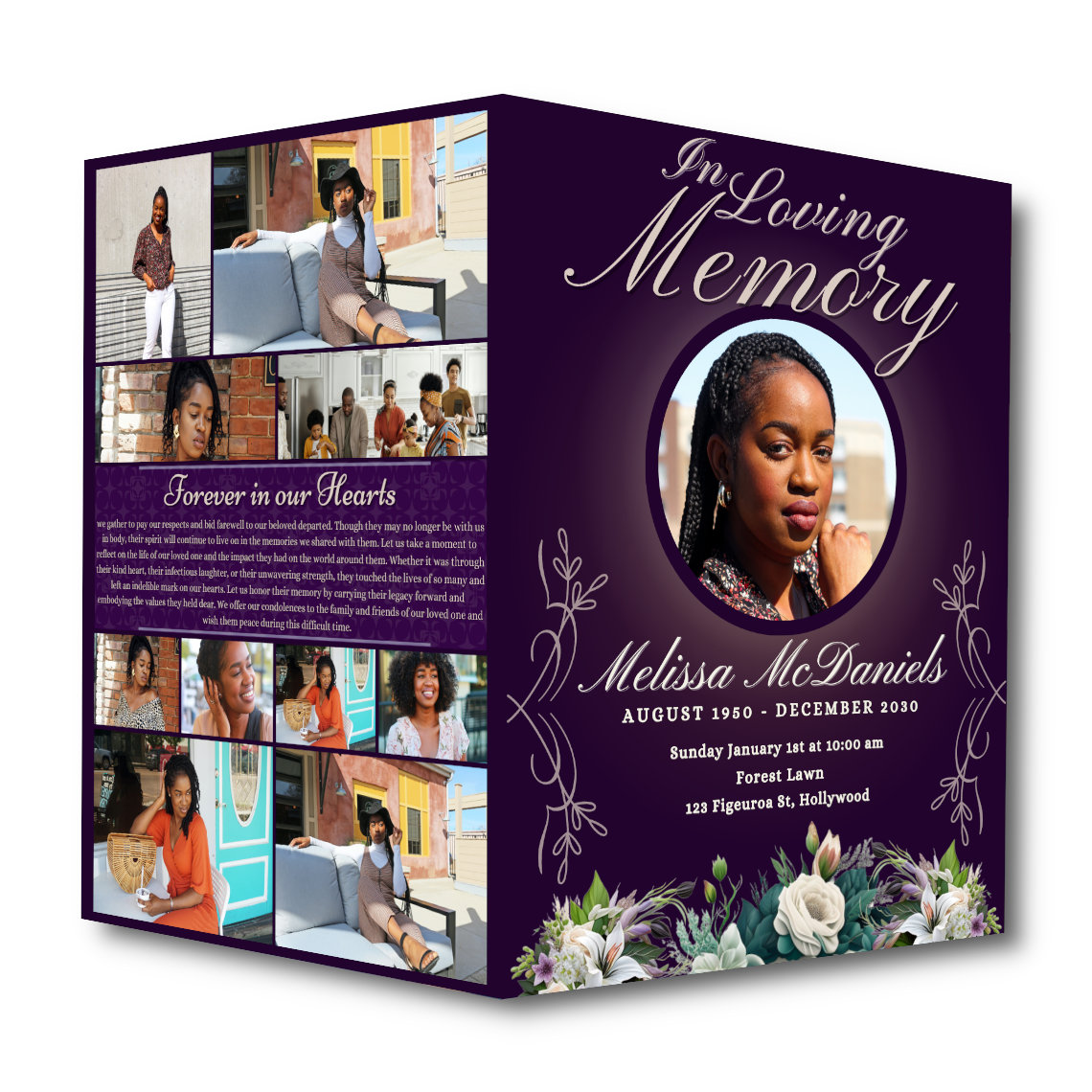 Funeral Obituary Program Brochure - Folds in Half - Self Editable in ...