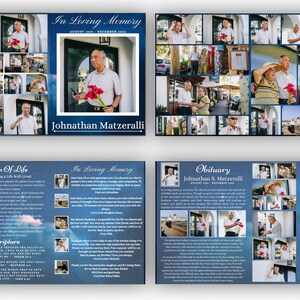 8 Page Funeral Program Bi-fold Brochure - Obituary Template Design ...