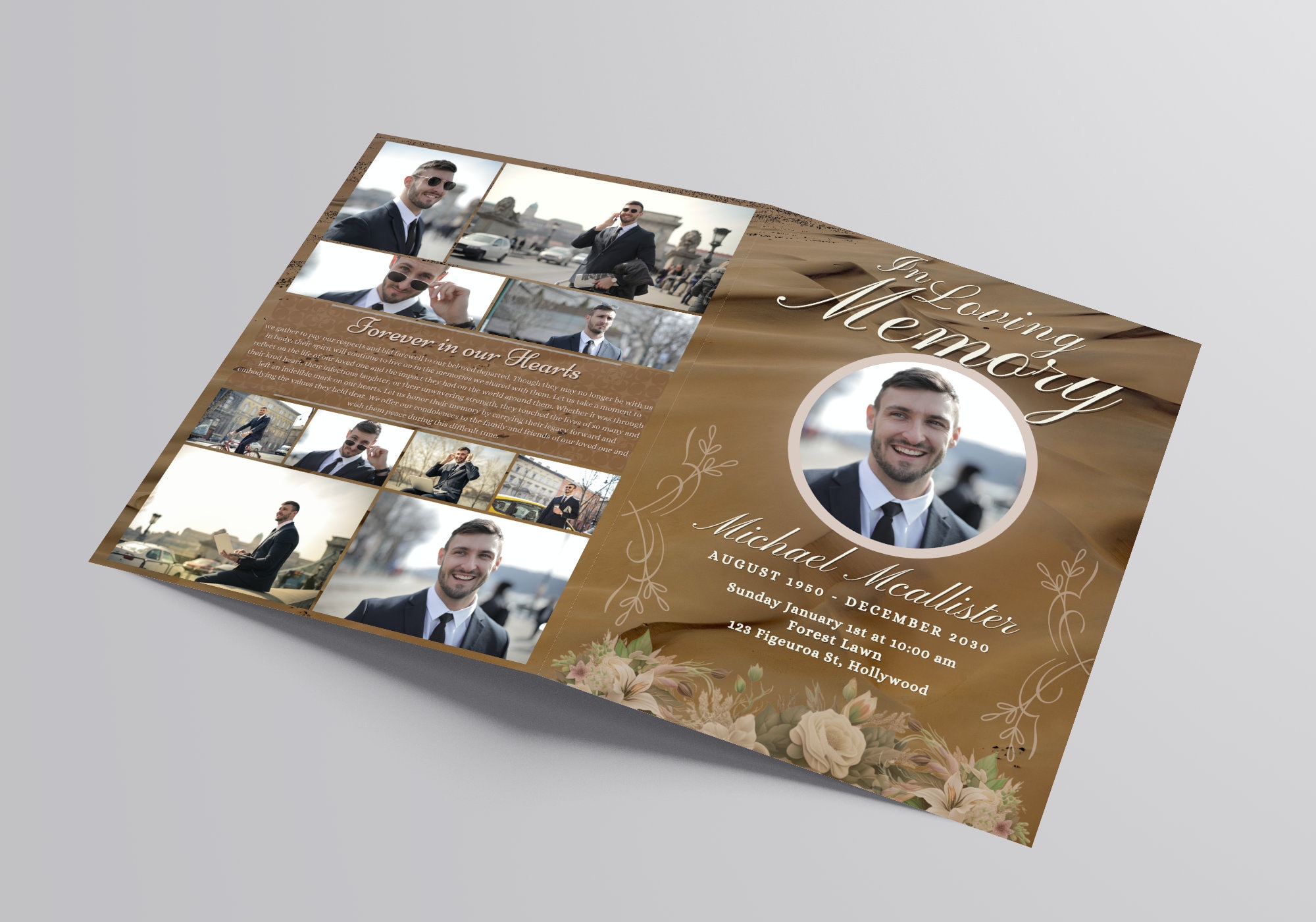 Personalized Funeral Program Template | Editable | Canva Compatible ...