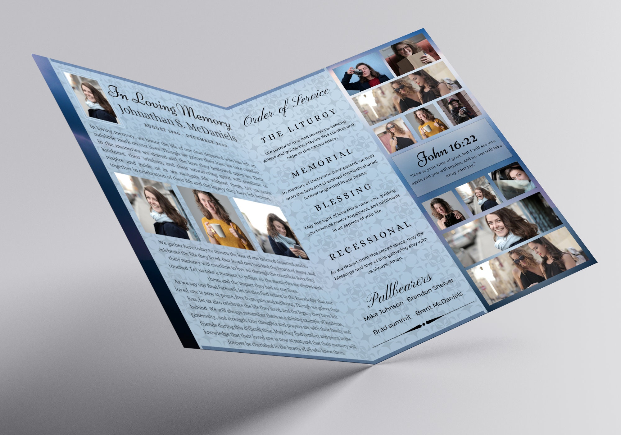 Funeral Program Bi-fold Brochure Heart Collage Template Design - Self ...