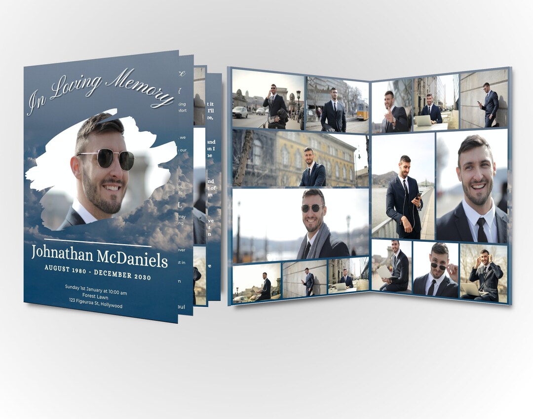 Personalized Funeral Program Brochure | 8 Pages | Editable Canva ...