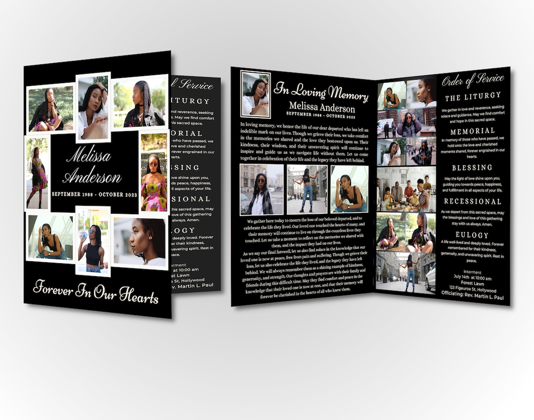 Funeral Program Template Brochure - Self Edit Using Canva Online Free ...