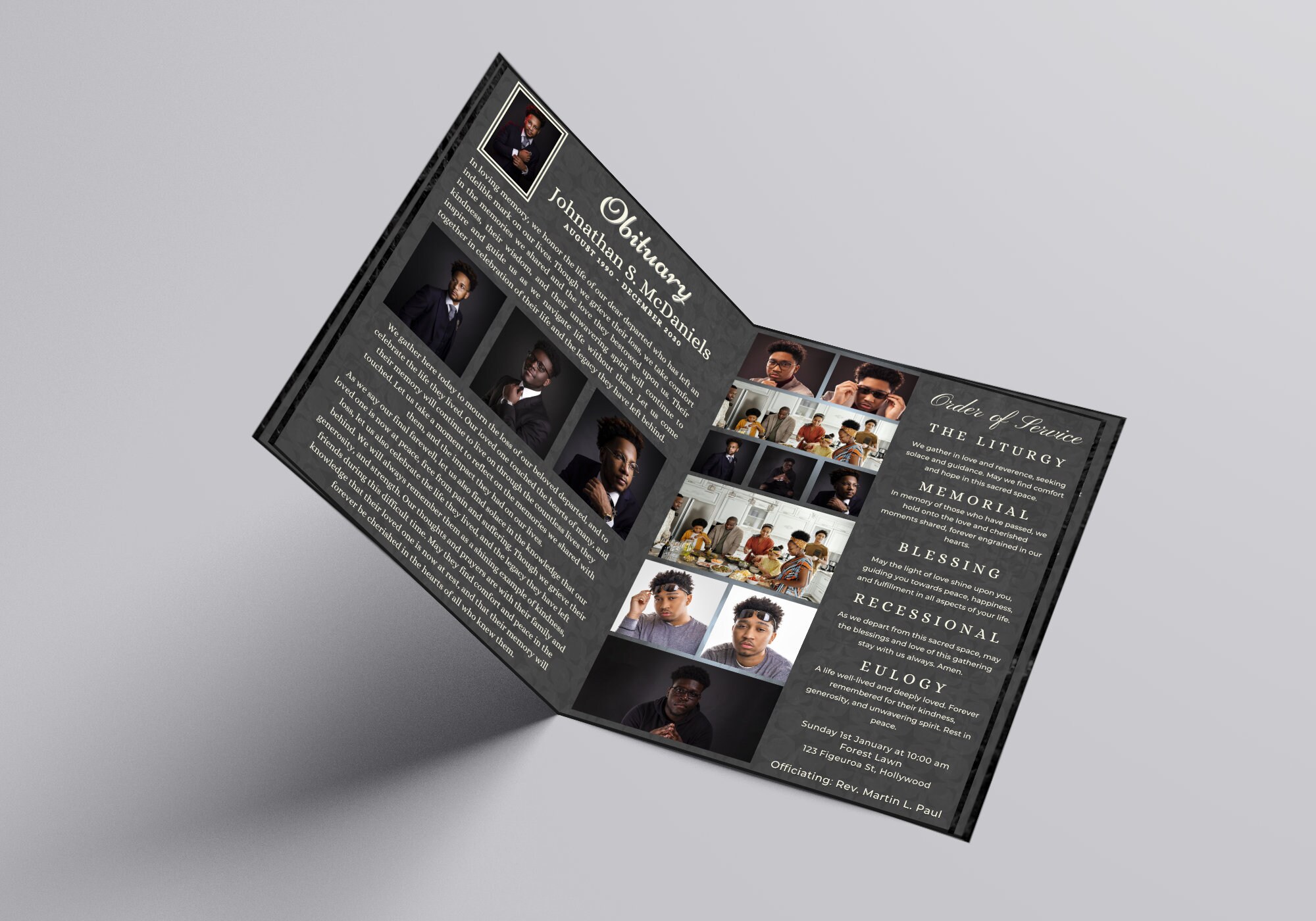 Elegant 8 Page Funeral Program Booklet | Photo Gallery - Order of ...