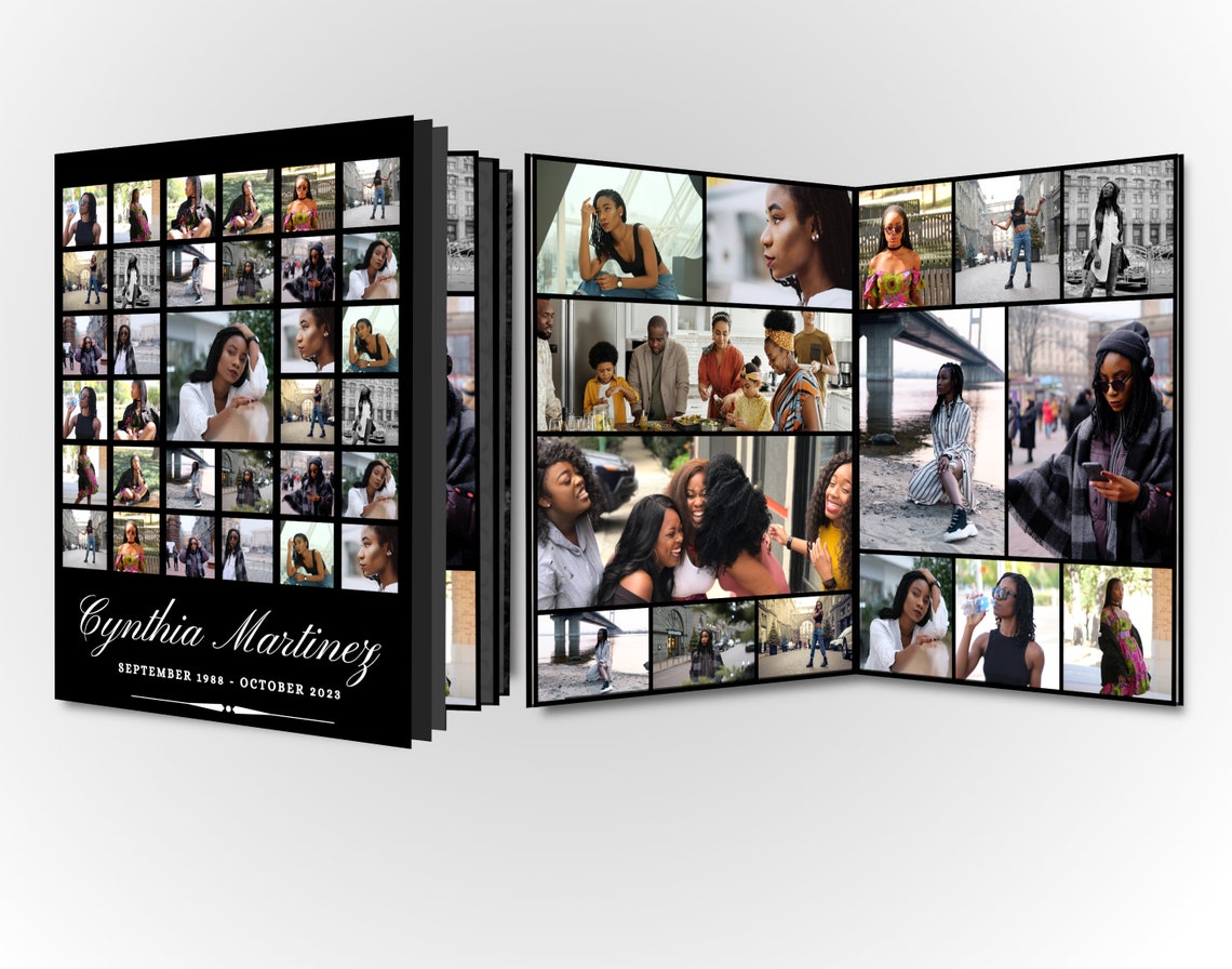 12 Page Funeral Program Booklet Template | Photo Collage Tributes and ...