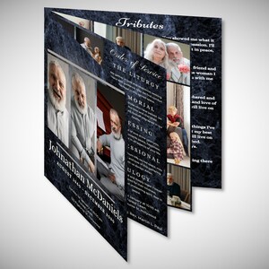 8 Page Funeral Booklet Canva Template- 3 Image Collage Design Fully ...