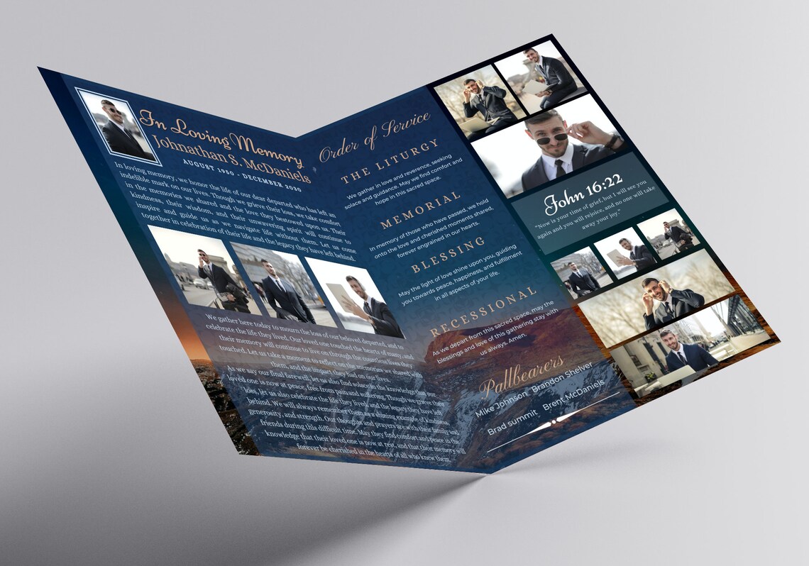 Editable Funeral Program Template Customizable Memorial - Etsy