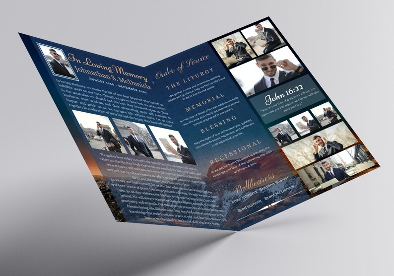 Editable Funeral Program Template | Customizable Memorial Brochure ...
