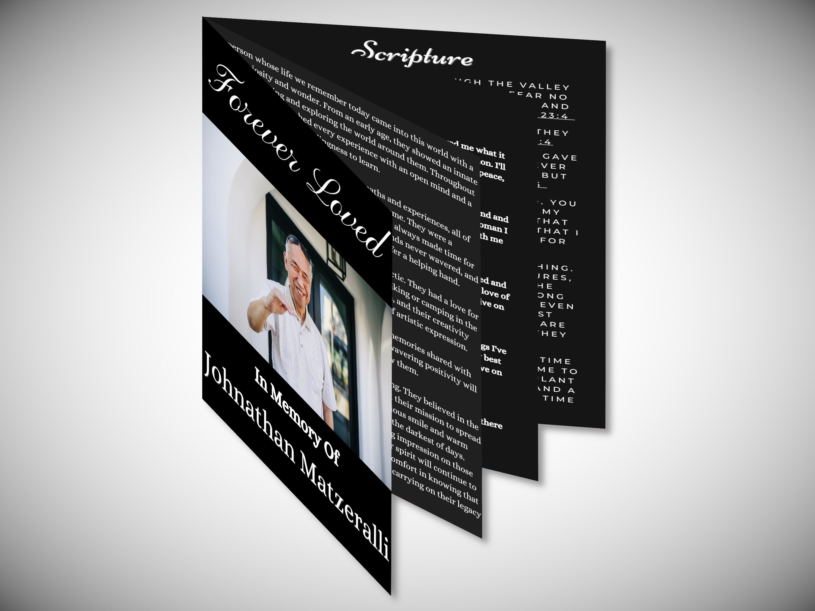 8 Page Funeral Program Brochure Template- Simple 1 Image Design - Self ...