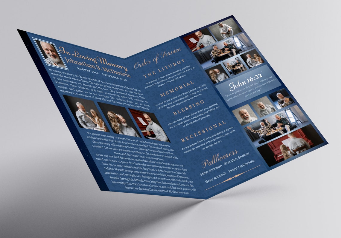 Obituary Funeral Program Template - Night Sky Template Design - Self ...