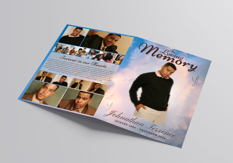 8 Page Funeral Obituary / Funeral Program Brochure - Fully Customizable ...