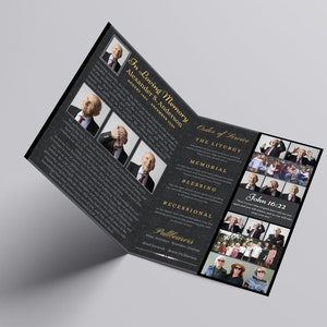 Elegant Funeral Obituary Program Brochure Template - Self Edit Design ...