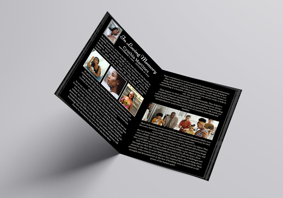 12 Page Funeral Program Booklet Template | Photo Collage Tributes and ...