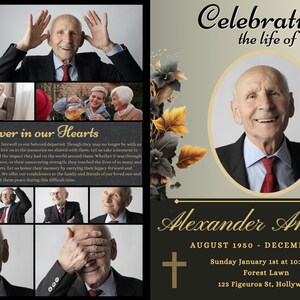 Elegant Funeral Obituary Program Brochure Template - Self Edit Design ...