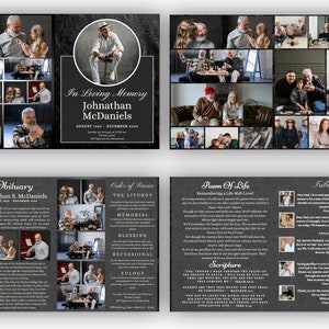 Obituary: 8-page Funeral Brochure Template | Editable Canva Funeral ...