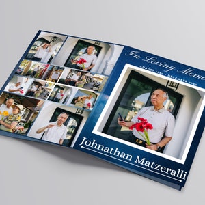 8 Page Funeral Program Bi-fold Brochure - Obituary Template Design ...