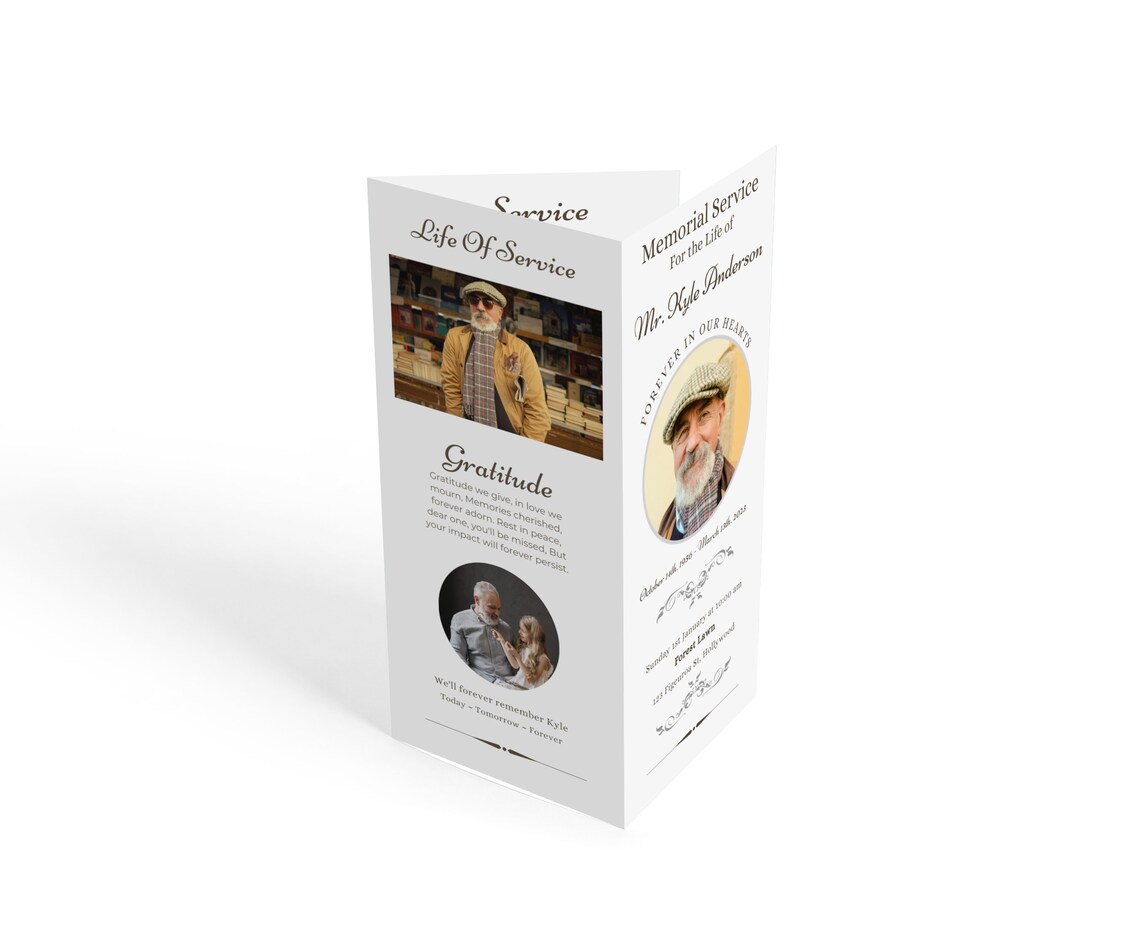 Simple Tri Fold Funeral Program Template Instant Download, Editable ...