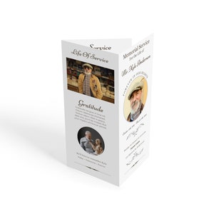 Simple Tri Fold Funeral Program Template - Instant Download, Editable ...