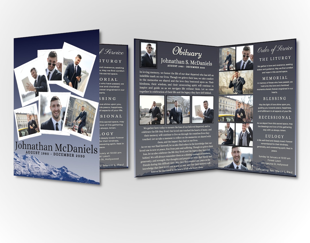 Personalized Funeral Program With Photo Collage | 4 Pages | Editable ...