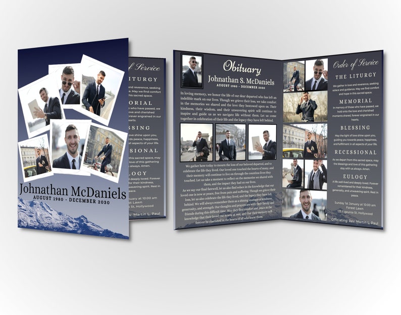 Personalized Funeral Program With Photo Collage | 4 Pages | Editable ...