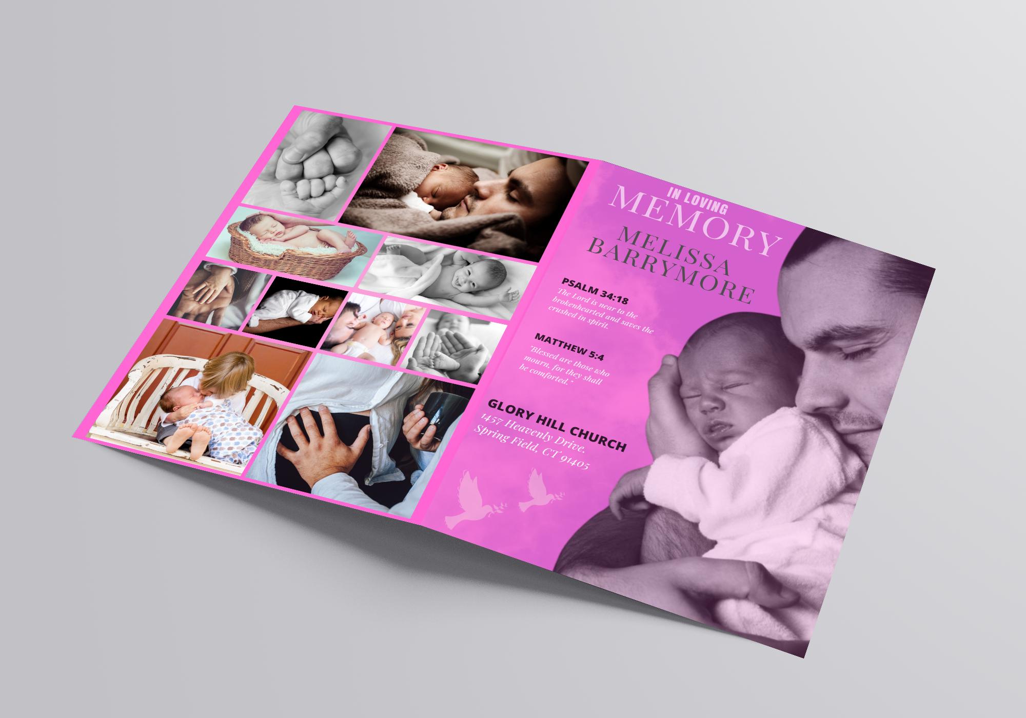 Baby Girl Funeral Program Booklet Template | Edit Using Canva Instantly ...