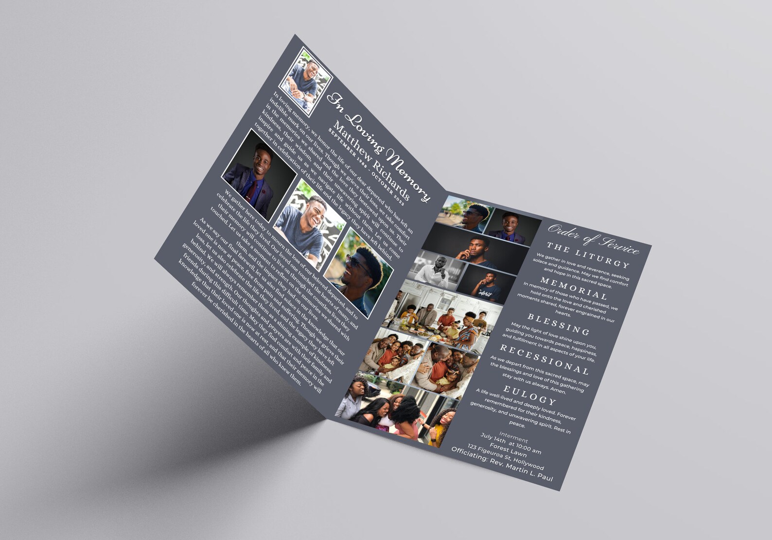Funeral Program Brochure Template | Fully Self Customizable | Instant ...