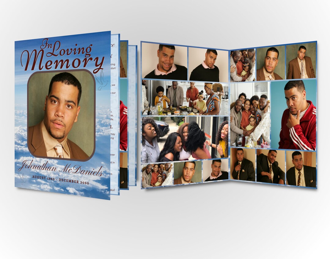 8 Page Funeral Program Pamphlet - Obituary Custom Template Design ...