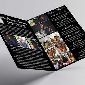Funeral Program Template | Modern Photo Album Collage | Fully Self ...